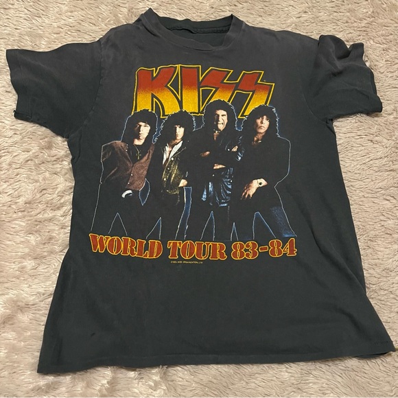 Kiss | Shirts | Vintage Kiss World Tour 8384 Band Tshirt Rare | Poshmark